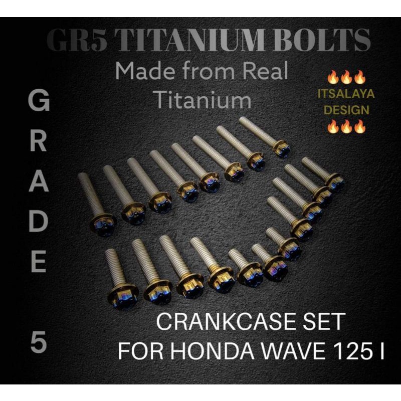 Gr5 titanium bolts crancase set for HONDA WAVE 125 I itsalaya design ...