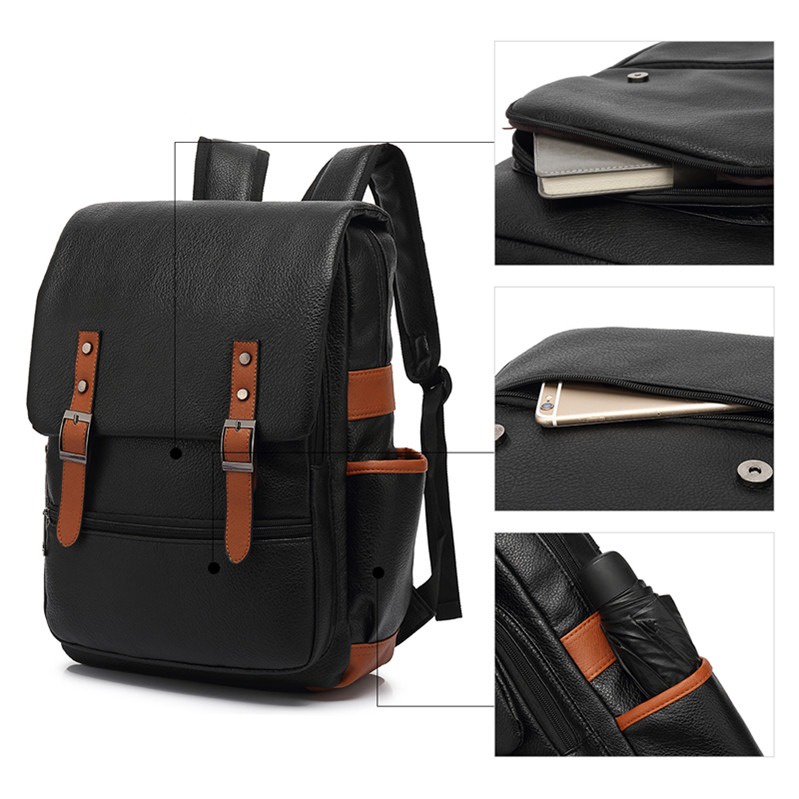 Large capacity PU backpack business laptop bag travel backpack fashion ...