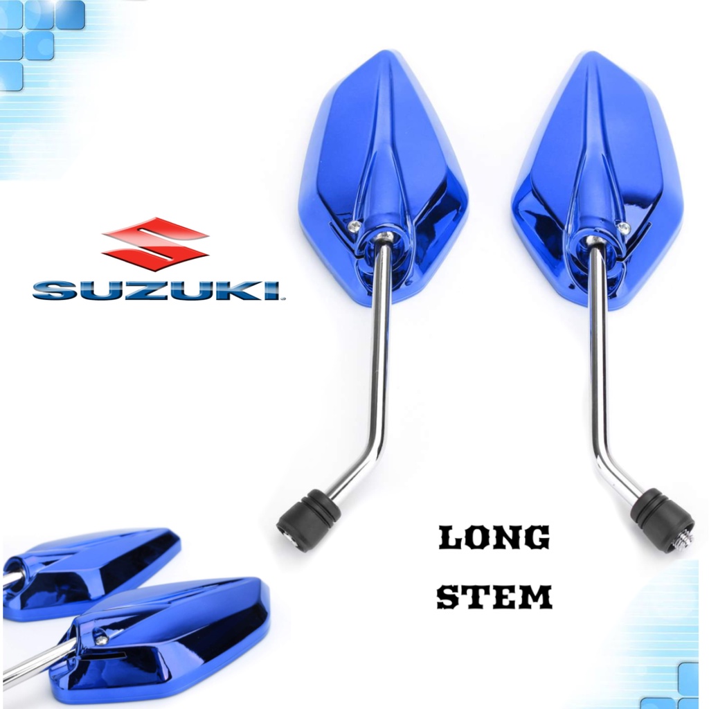 SUZUKI SMASH- MOTORCYCLE SIDE MIRROR | CLEAR MIRROR| LONG STEM BLUE ...