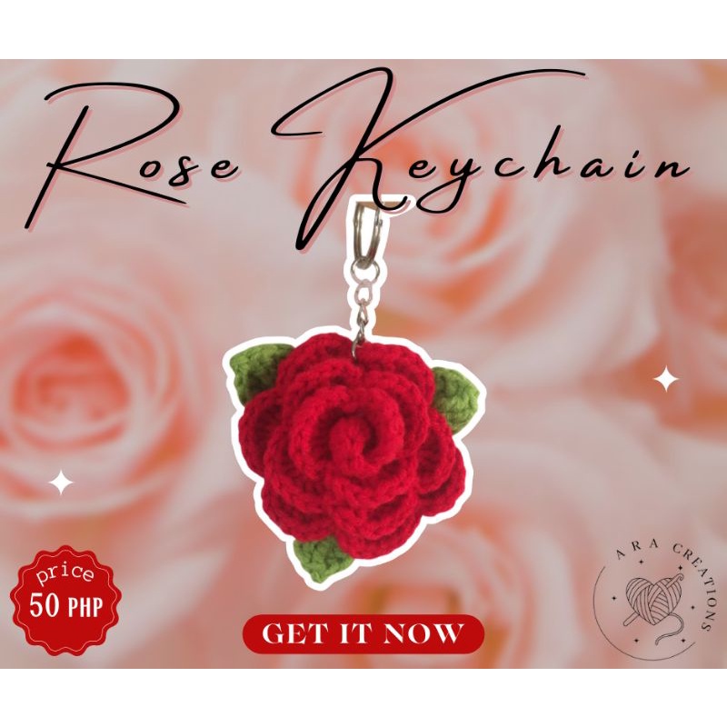 Rose Crochet Keychain | Shopee Philippines