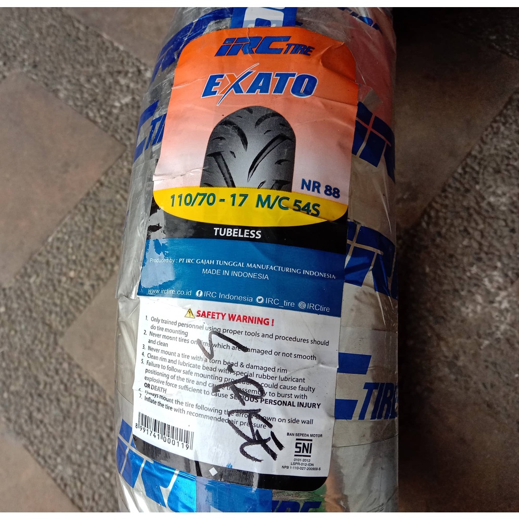 IRC EXATO NR88 TUBELESS MOTORCYCLE TIRES (110/70-17)(100/80-17) W/ FREE ...