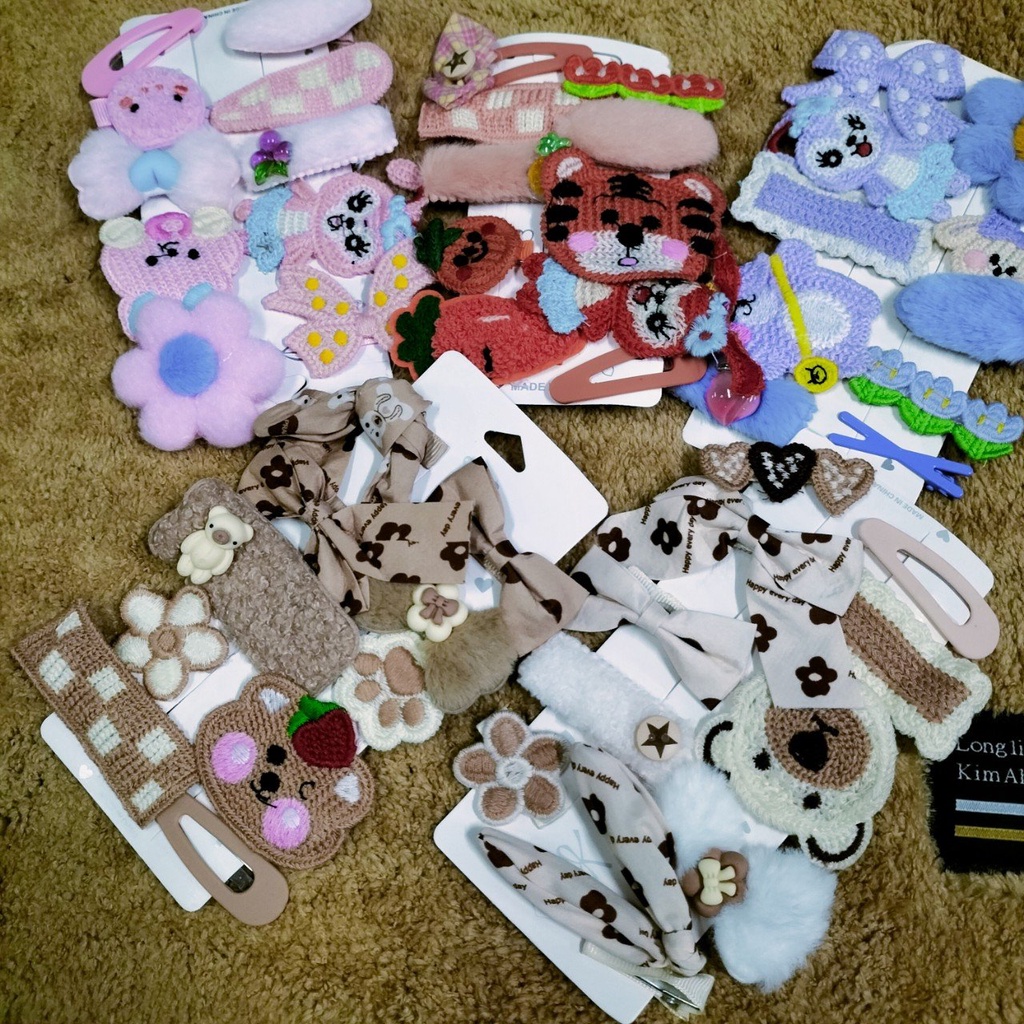 Set of 10 Wool Hair Clips Piece Many Cute Korean Style Pictures for ...