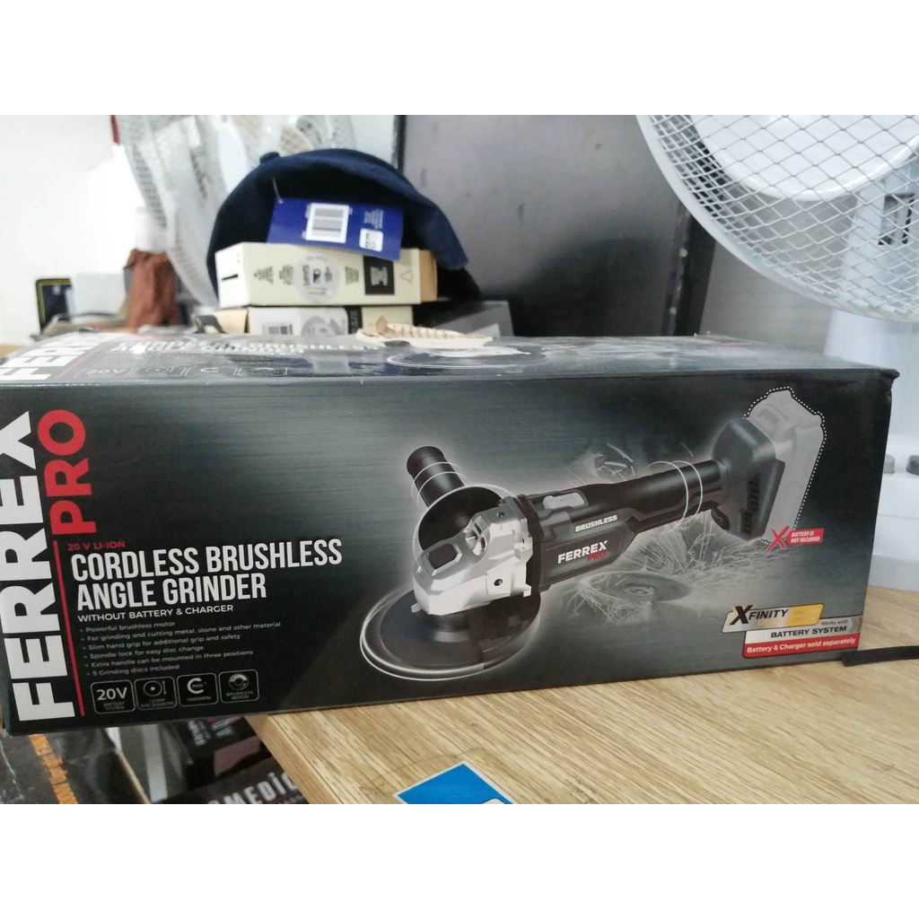 Ferrex Cordless Brushless Angle Grinder SKIN/TOOL ONLY (Battery ...
