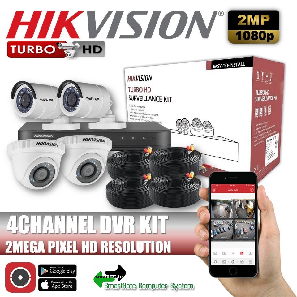 Hikvision 4CH 2MP TURBO HD CCTV Package DIY Kit 1080P with Mobile ...