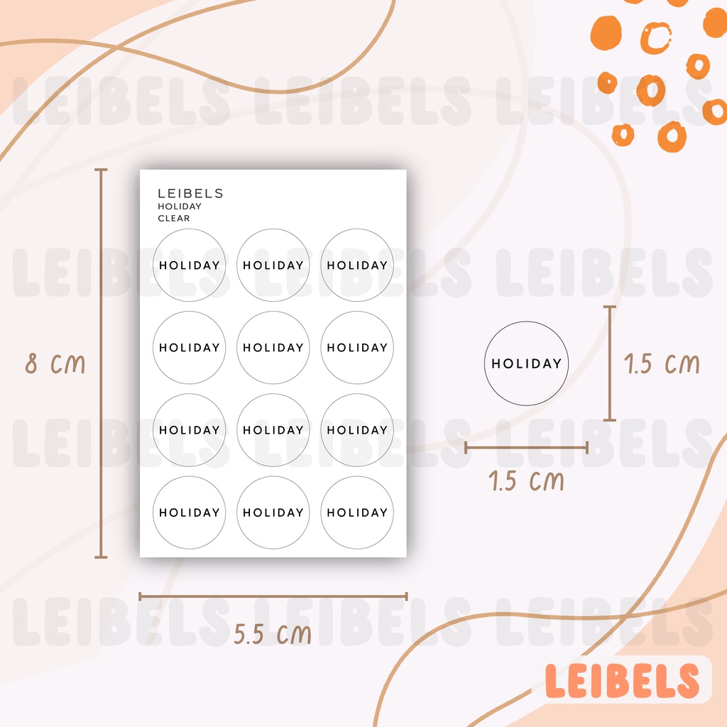 Circle Holiday Sticker Holiday Planner Sticker Minimalist Sticker Clear ...