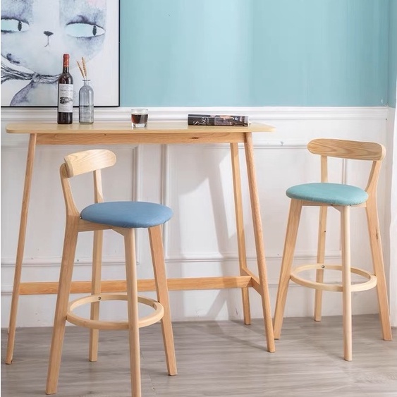 PRE-SALE Par Stools Solid Wood High Stools Bar Chair Nordic Backrest ...