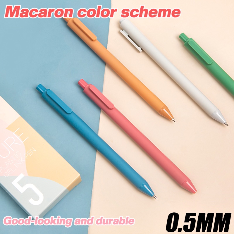 Macaron Pen 0.5mm Signing pen neutral pen Press the pen Gel PenStudent ...