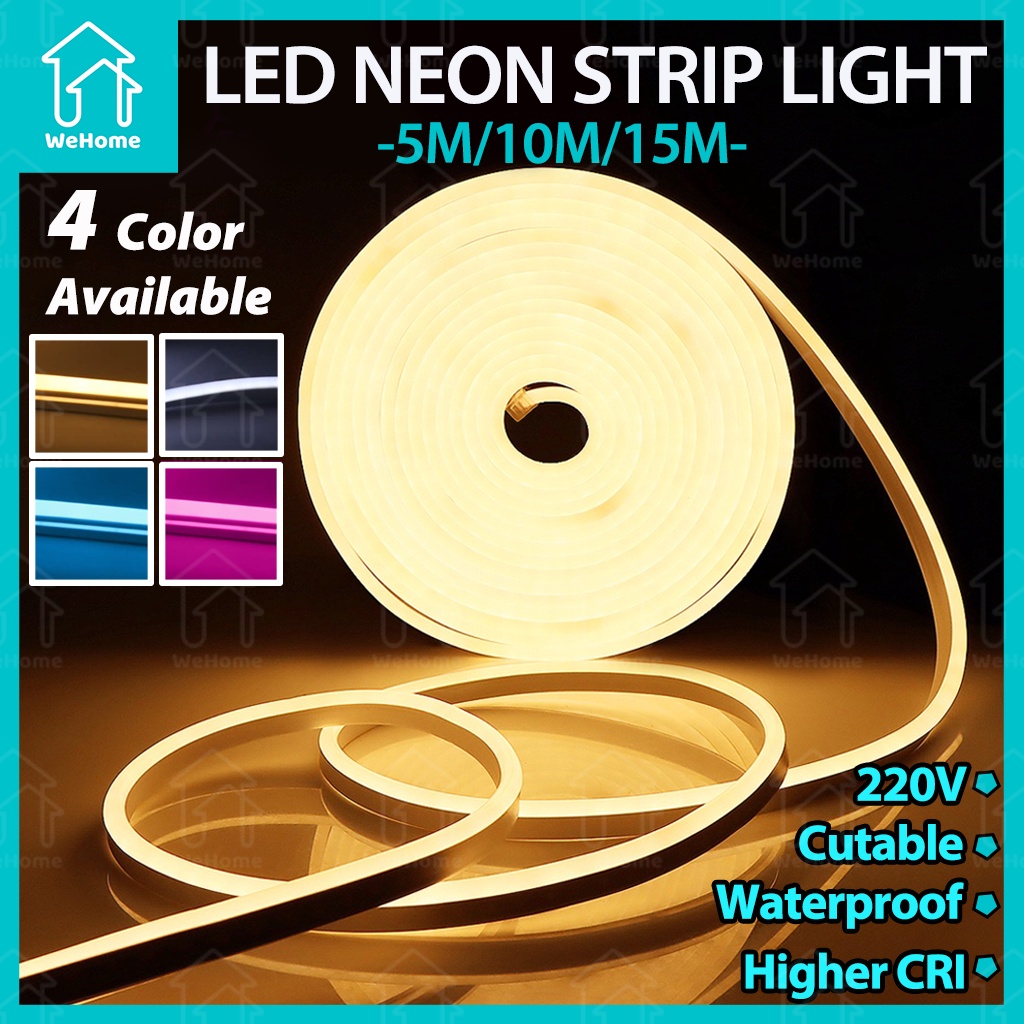 WeHome LED Strip Light 5M/10M/15M 220V White/Warm Neon Lights Indoor ...