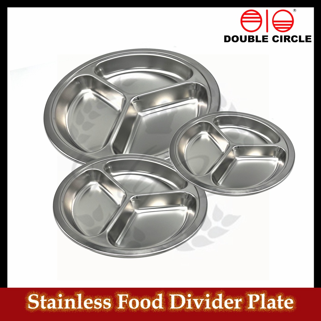 DOUBLE CIRCLE Food Divider Plate/ Divided Dinner Tray Lunch Container ...