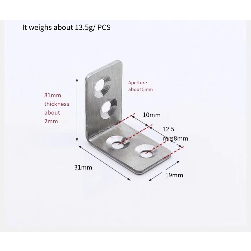 10pcs Right Angle Bracket Corner Brace 304stainless Steel L Bracket