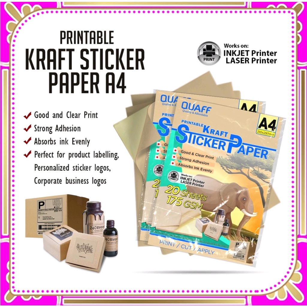 Printable Sticker Paper / Matte Sticker A4 size 165GSM (20sheets ...