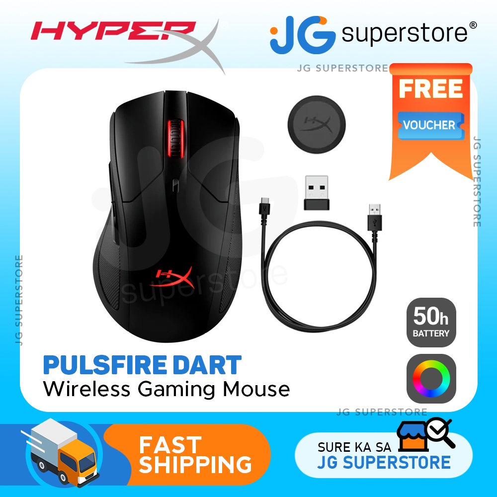 Hyperx Hx Mc006b Pulsefire Dart Wireless Rgb Gaming Mouse Software Controlled Customization