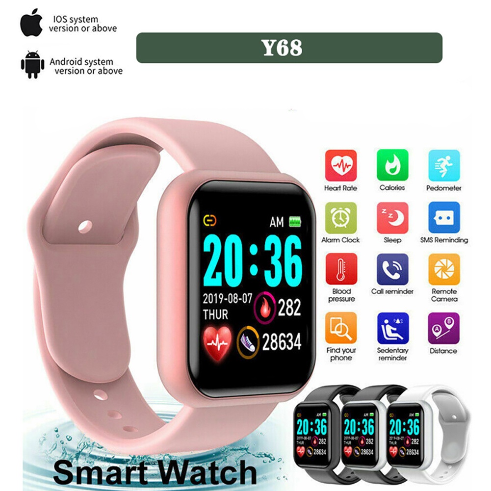 New Y68 Macaron Smart Watch 24 hours Bluetooth Sport Fitness Tracker ...