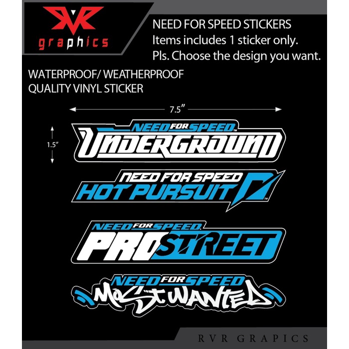 NEED FOR SPEED. (BLUE) Stickers for Cars, Motorcycle. (with FREE random ...