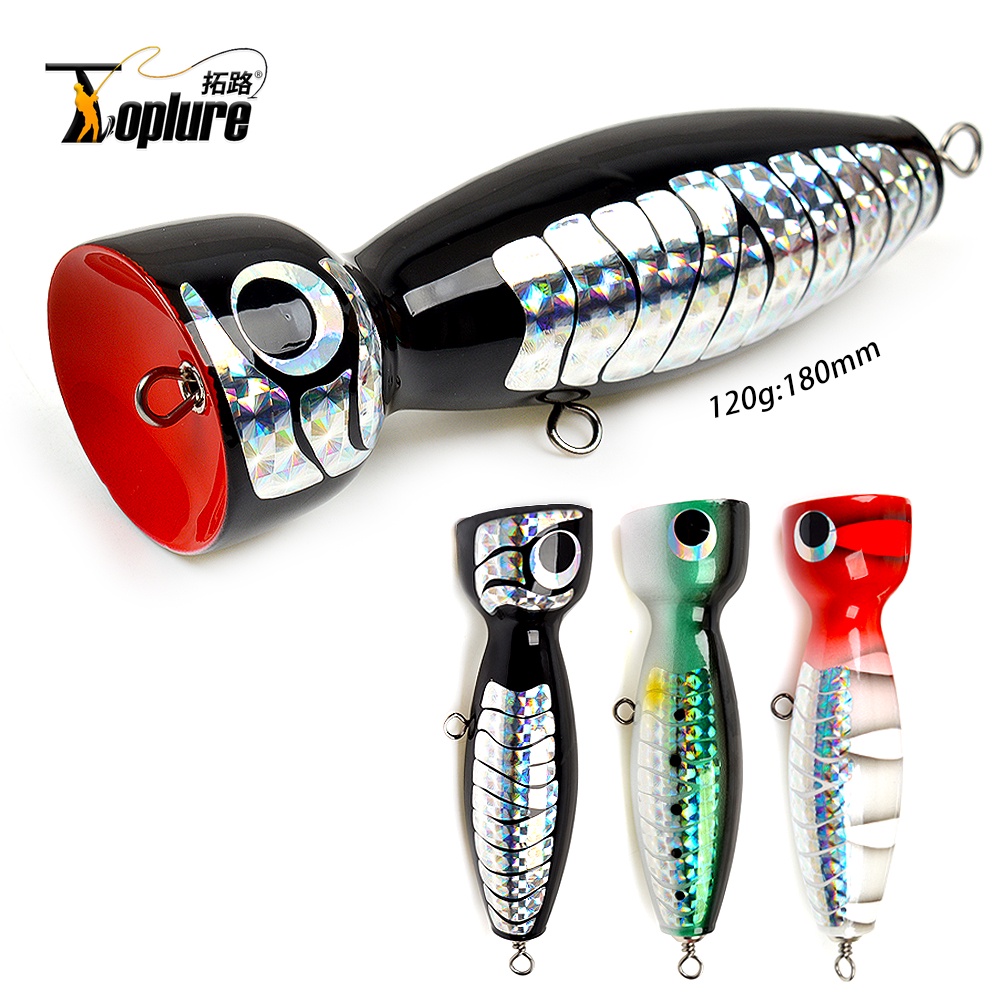TL 120g 180mm Popper Lure Surface Floating Fishing Lure Sea Boat Wooden ...