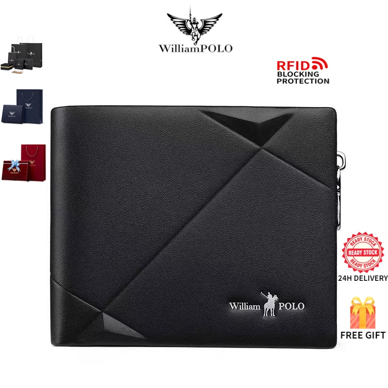 William polo wallet for men with box leather short wallet business ...