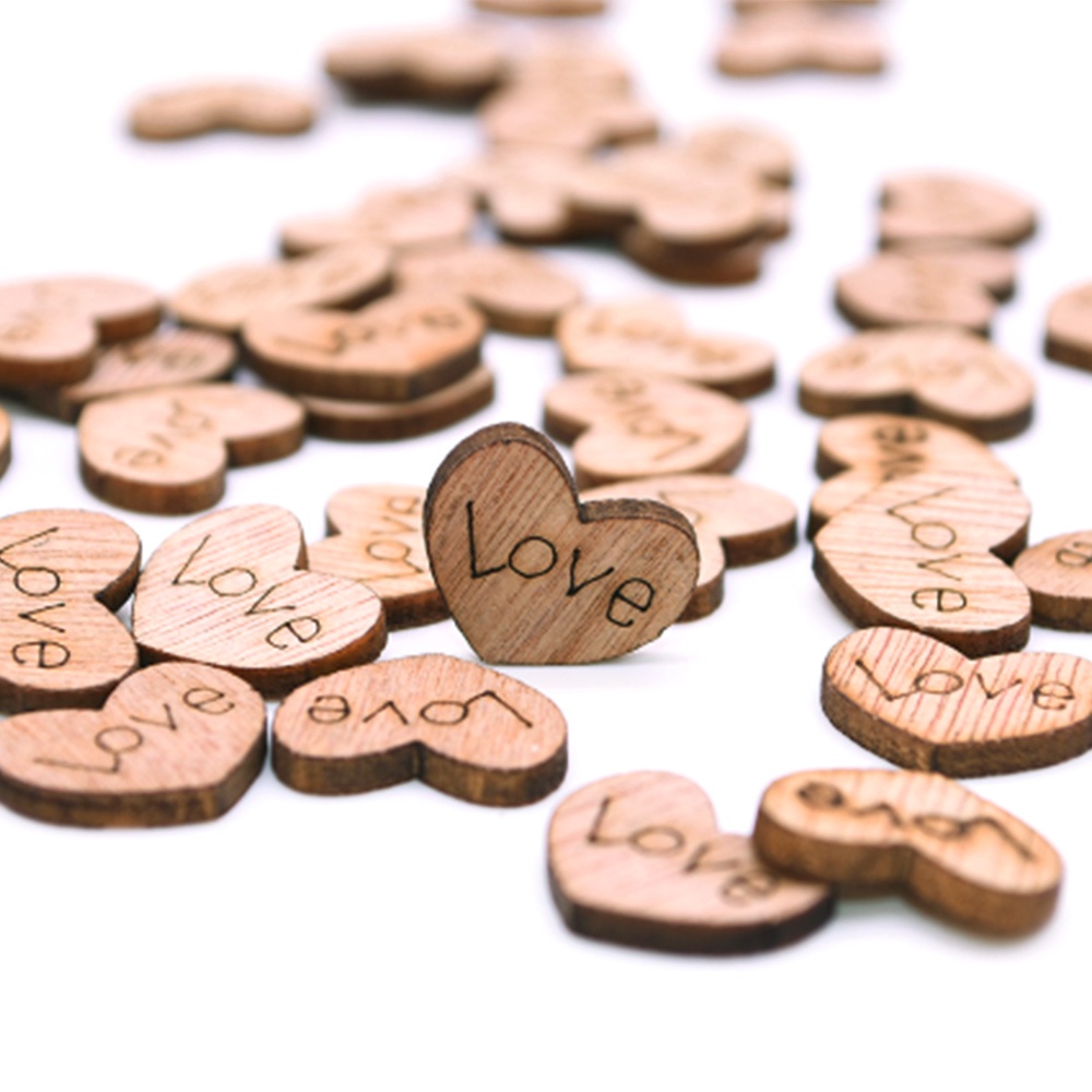 100pcs Mini Love Heart Rustic Wooden Confetti Wood Table Scatter for ...