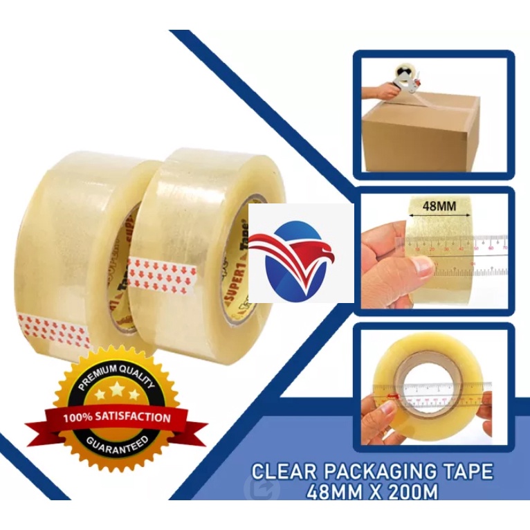 Local factory 200 Meters Clear Packaging Tapes 45mm x 200M | Shopee ...