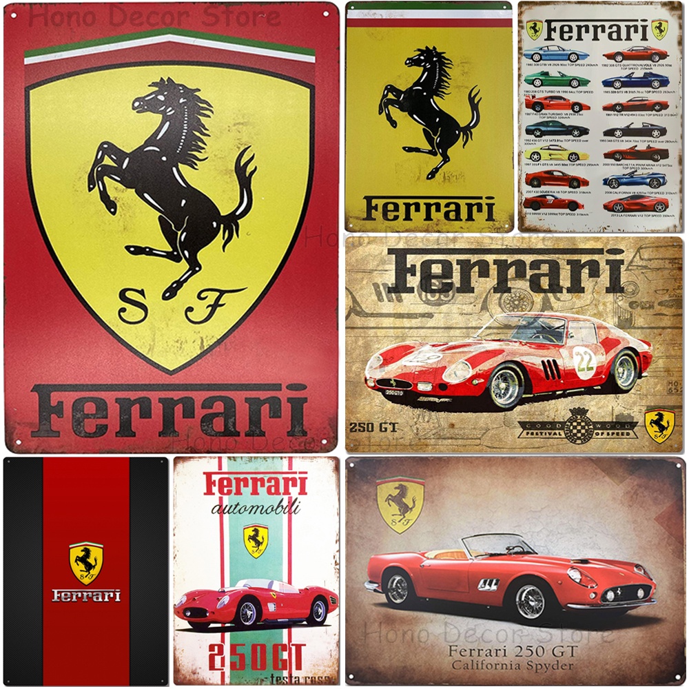 Luxury Supercar Ferrari Metal Plaque Retro Tin Sign Shabby Chic Decor ...