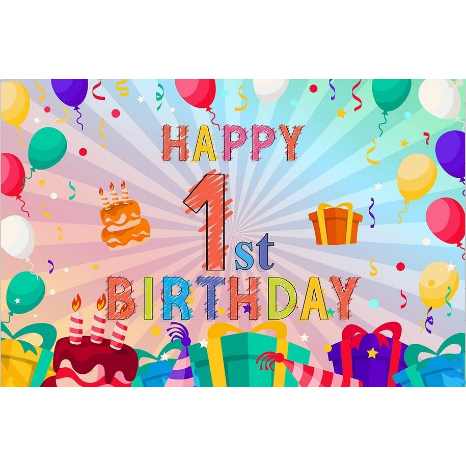 5x3ft Colorful Happy Birthday Backdrop Rainbow Color Birthday Party ...