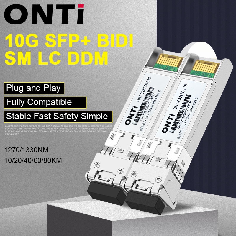 ONTi a Pair SFP+ Module 10G LC BIDI Single-mode Single Fiber 10KM ...