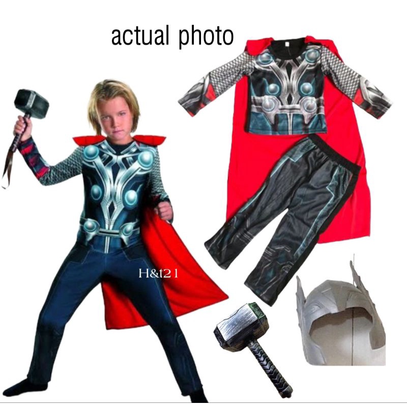 Thor costume for kids(Separate costume,Mask, Hammer) | Shopee Philippines