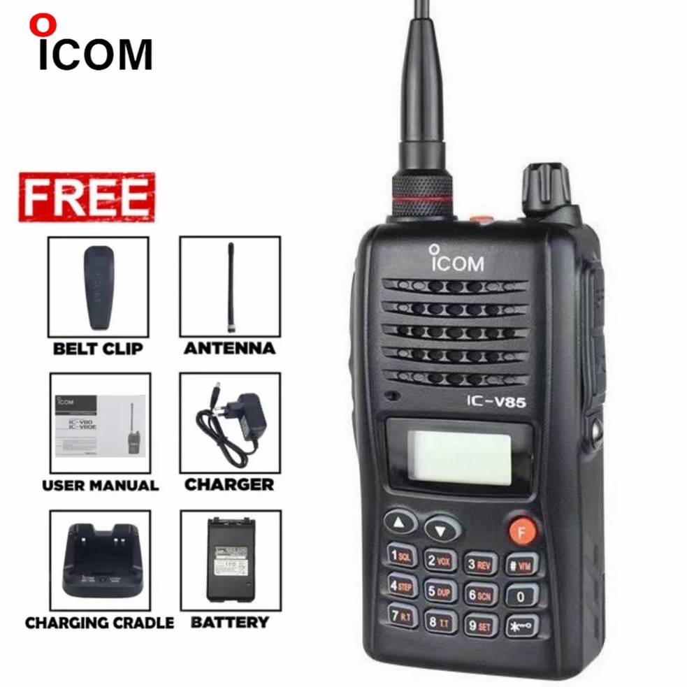 ICOM V85 Walkie Talkie Long Range 10KM VHF Two Way Radio 7 Watts ...
