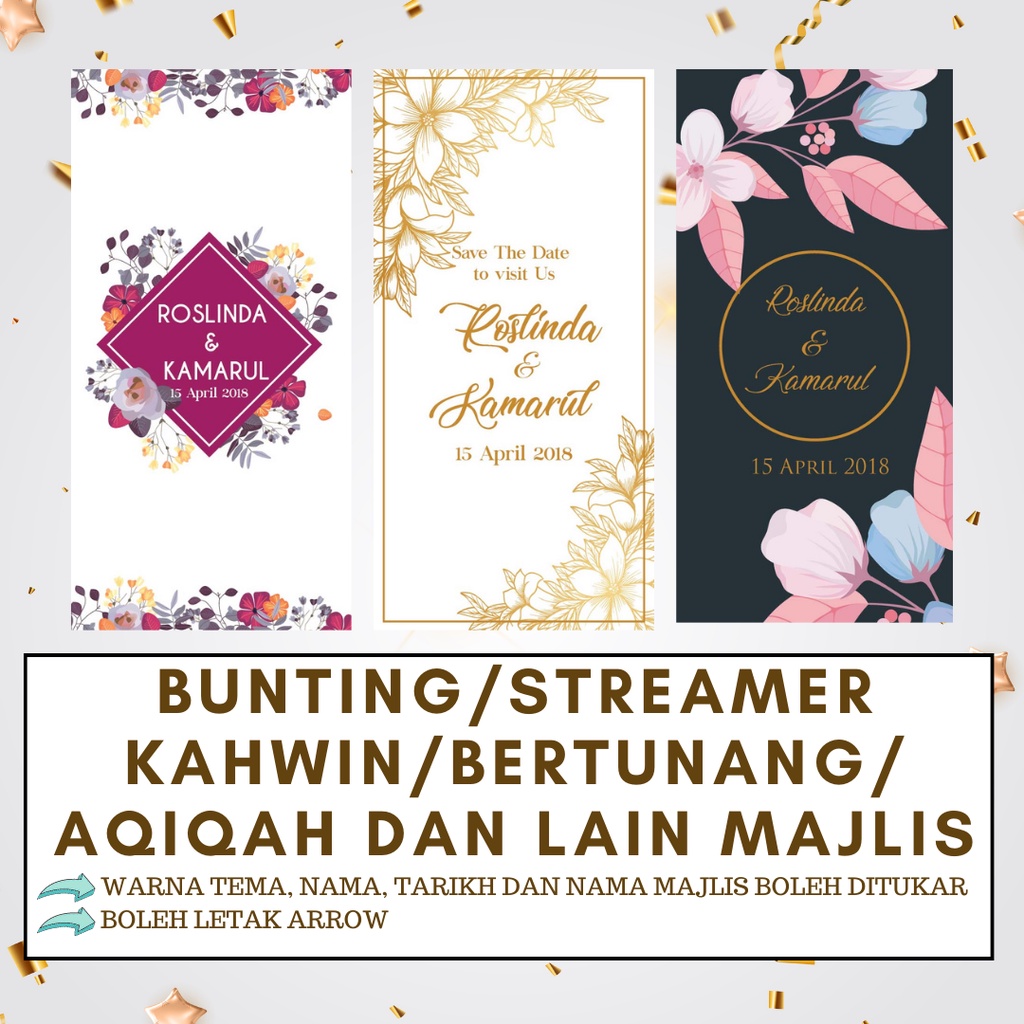 Bunting Engagement Banner Aqiqah Streamer Majlis Kahwin Kawen Banting ...