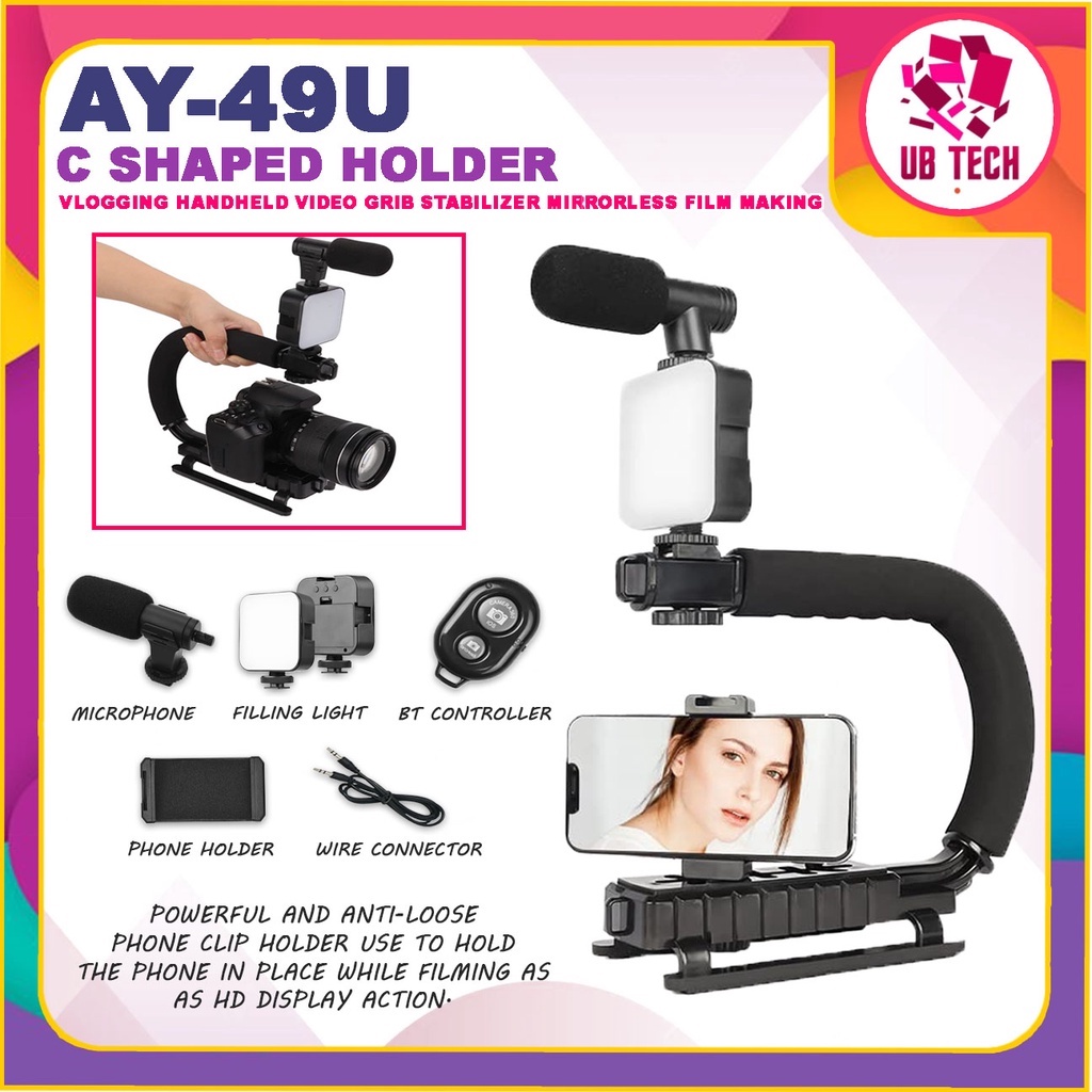 AY-49U Vlogging Handheld Video Grib Stabilizer Mirrorless Film Making ...