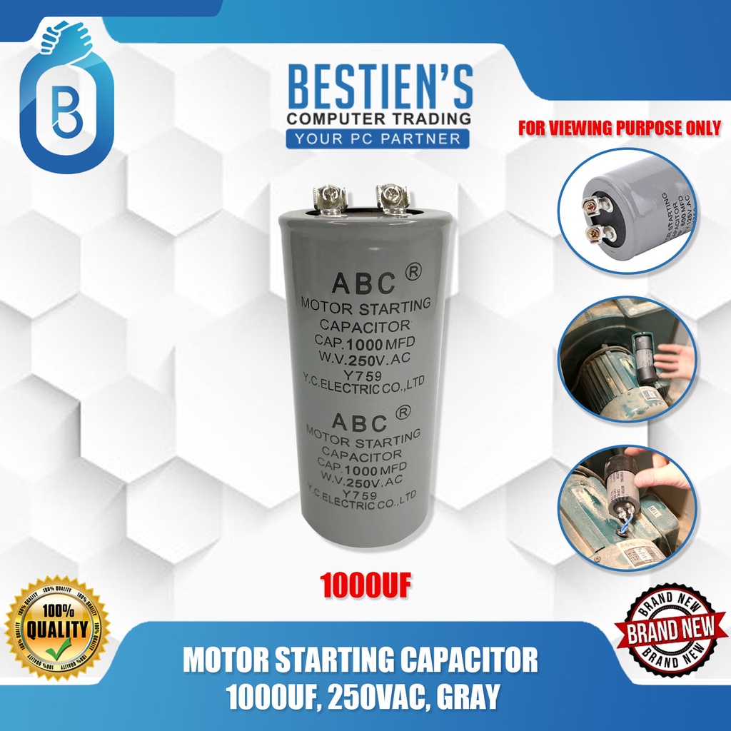 MOTOR STARTING CAPACITOR 1000UF, 250VAC, GRAY | Shopee Philippines
