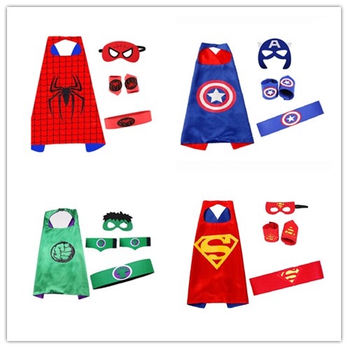 Superhero Cape and Mask Costume Cosplay Spiderman Superman Captain ...