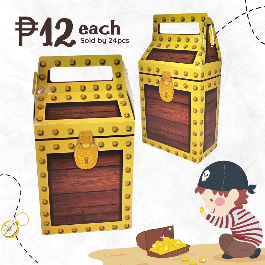 FP1558 (24PCS) Pirate Treasure Chest One Piece Gift Favor Birthday Loot ...