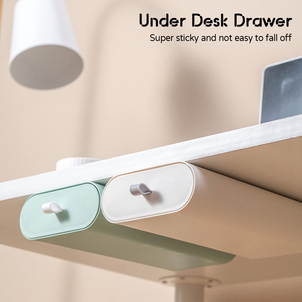 Under Desk Drawer Organizer Self-Adhesive Under Table Drawer Tray ...