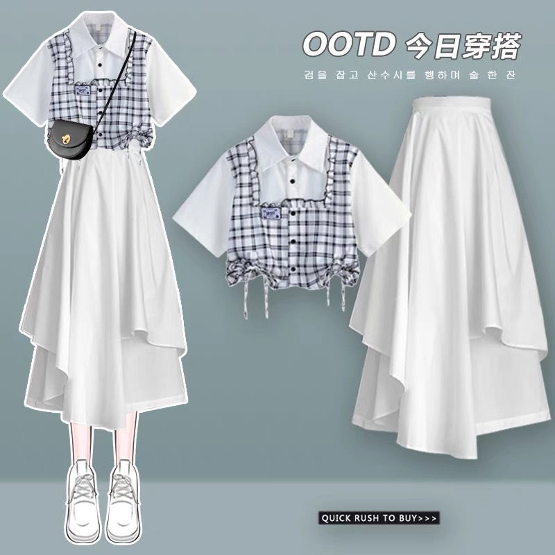 Preppy Style Suit 2023 New Style Female Irregular Skirt Two-Piece Suit ...