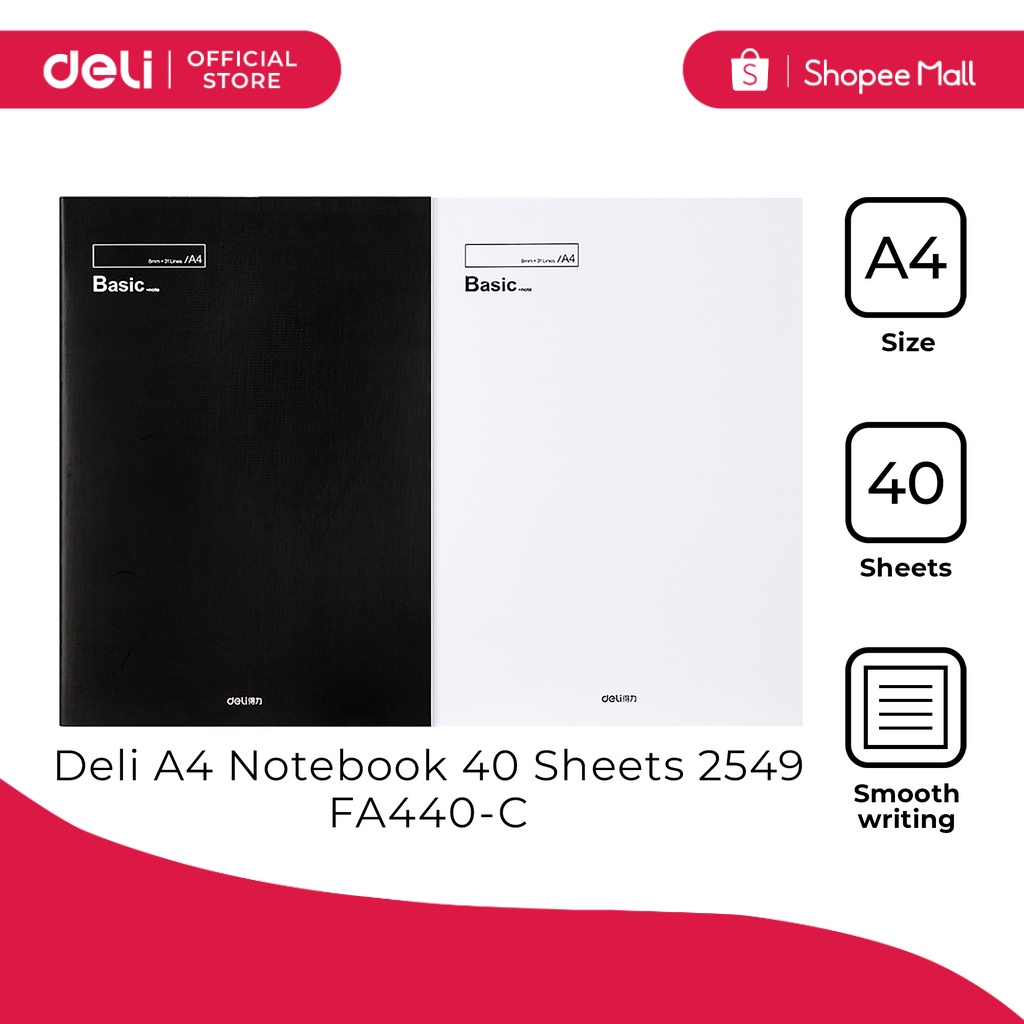 Deli FA440-C A4 Notebook 40sheets 2549 [79FA440-C] | Shopee Philippines