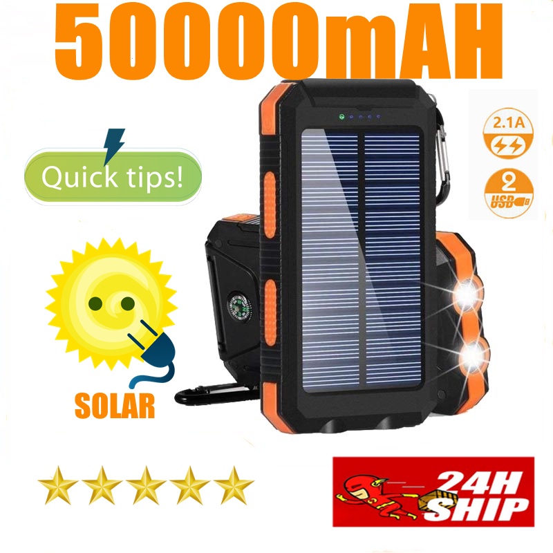 original 50000mAh Solar Powerbank waterproof compass Power Bank Strong ...