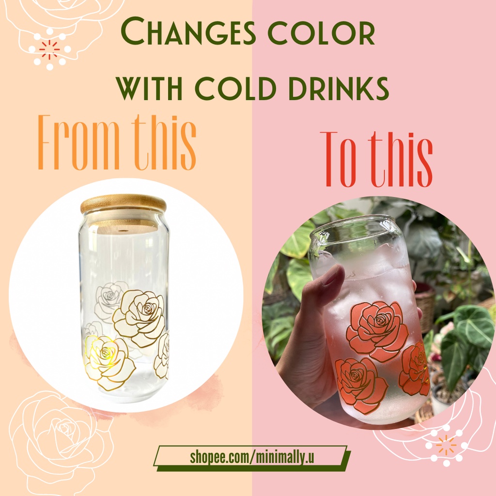 MINIMALLY.U - COLOR CHANGING SODA GLASS WITH BAMBOO LID AND GLASS STRAW ...