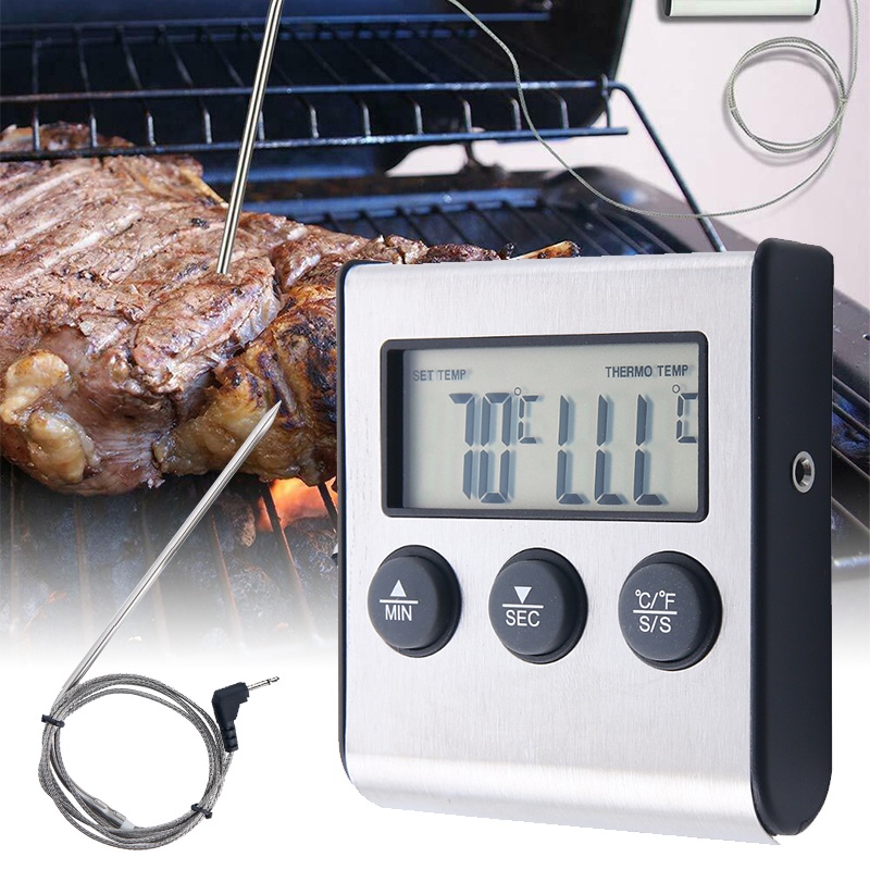 Remote Digital Meat Cooking Thermometer with Probe For BBQ Grill Oven ...