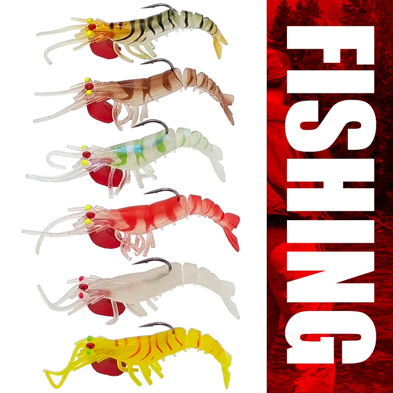 TL 7g 13g 18g Shrimp Lure Simulation Prawn Soft Lure Artificial Bait with Single Hook Swimbait ...