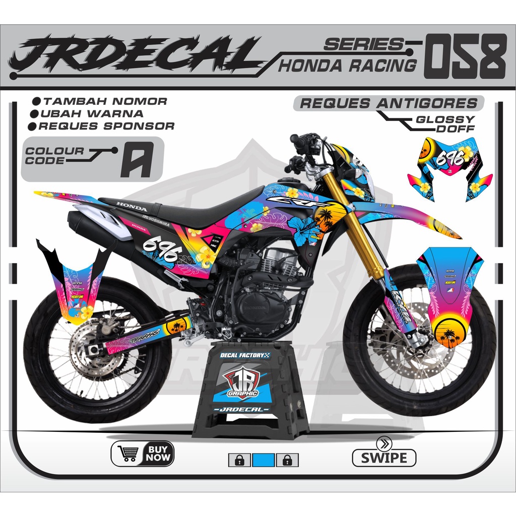 DECAL CRF 150 L FULL BODY BLACK-STCIKER CRF 150 L FULL BODY BLACK 2022 ...