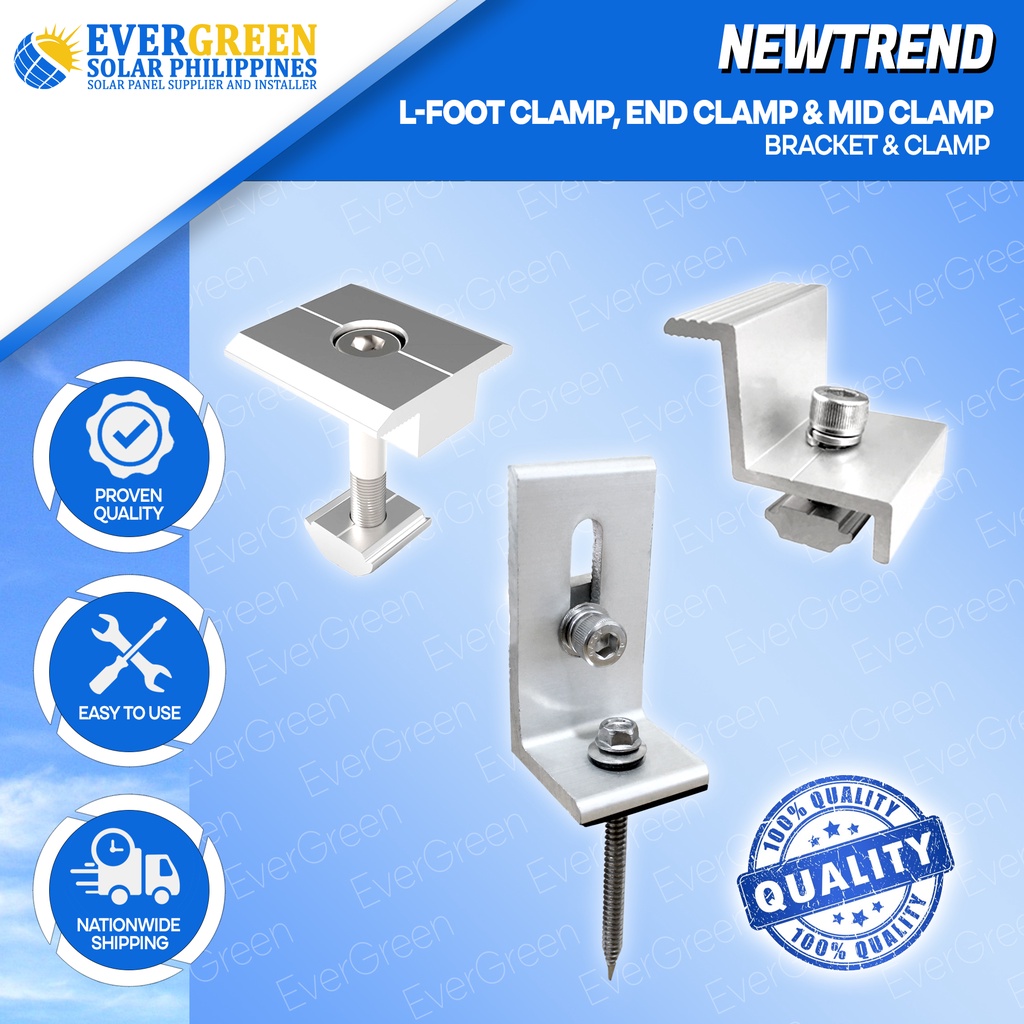 NEWTREND L-foot Clamp, Mid Clamp 35mm & End Clamp 35mm | Shopee Philippines