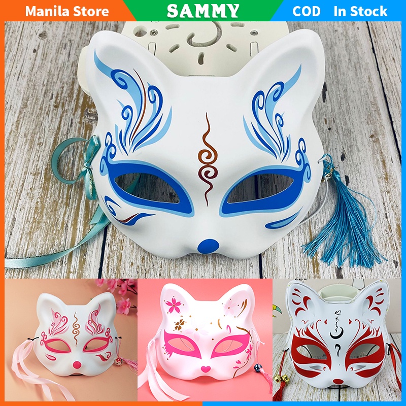 Japanese Fox Mask For Kids Adult, Cute Cosplay Half Mask For Masquerade ...