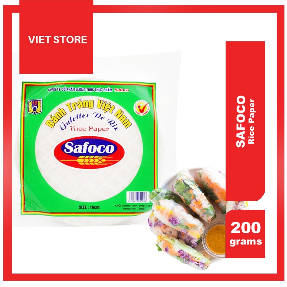 Viet Store Safoco Rice Paper for Fresh Spring Rolls Vietnam 200grams ...