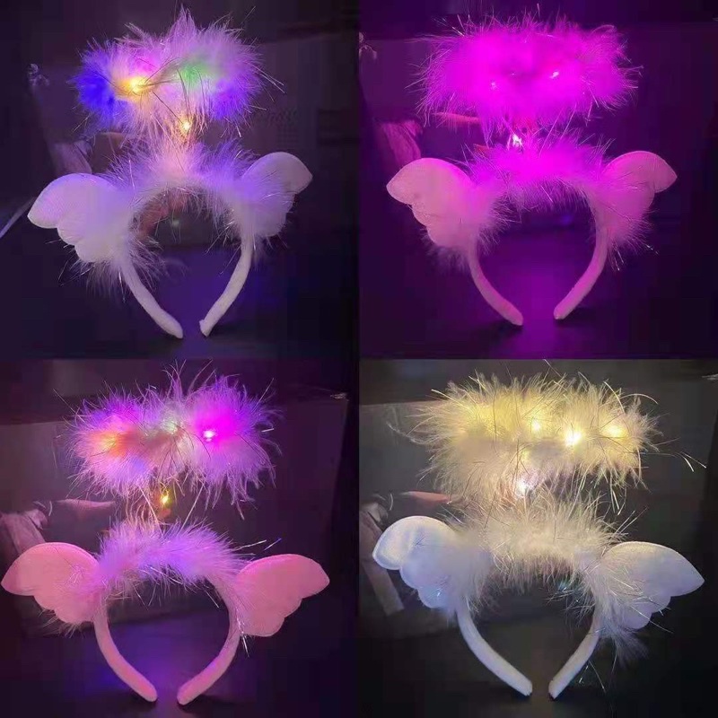 Cozy Feather Angel Halo Headband Light up Hair Band LED Hair Hoop ...