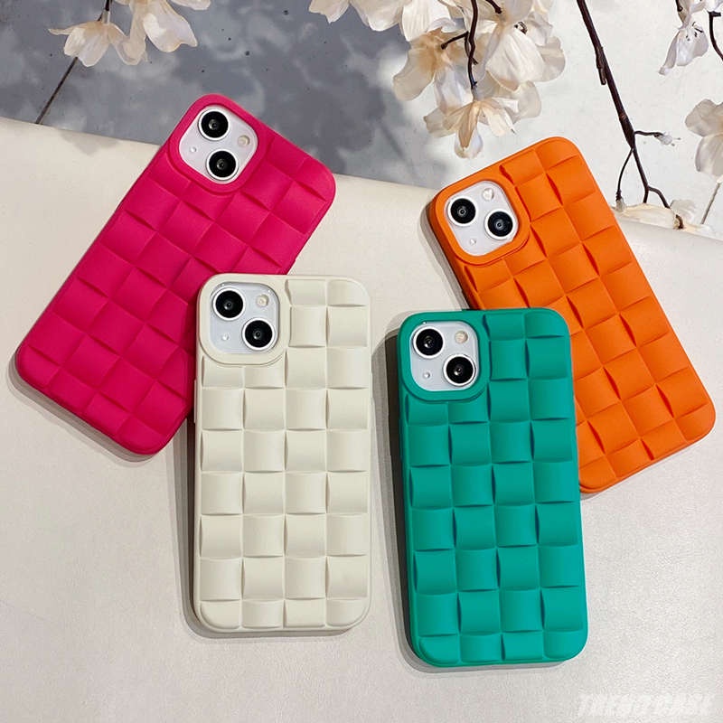 3D Candy Color Luxury Weave Pattern Lattice Phone Case For iPhone 11 12 ...