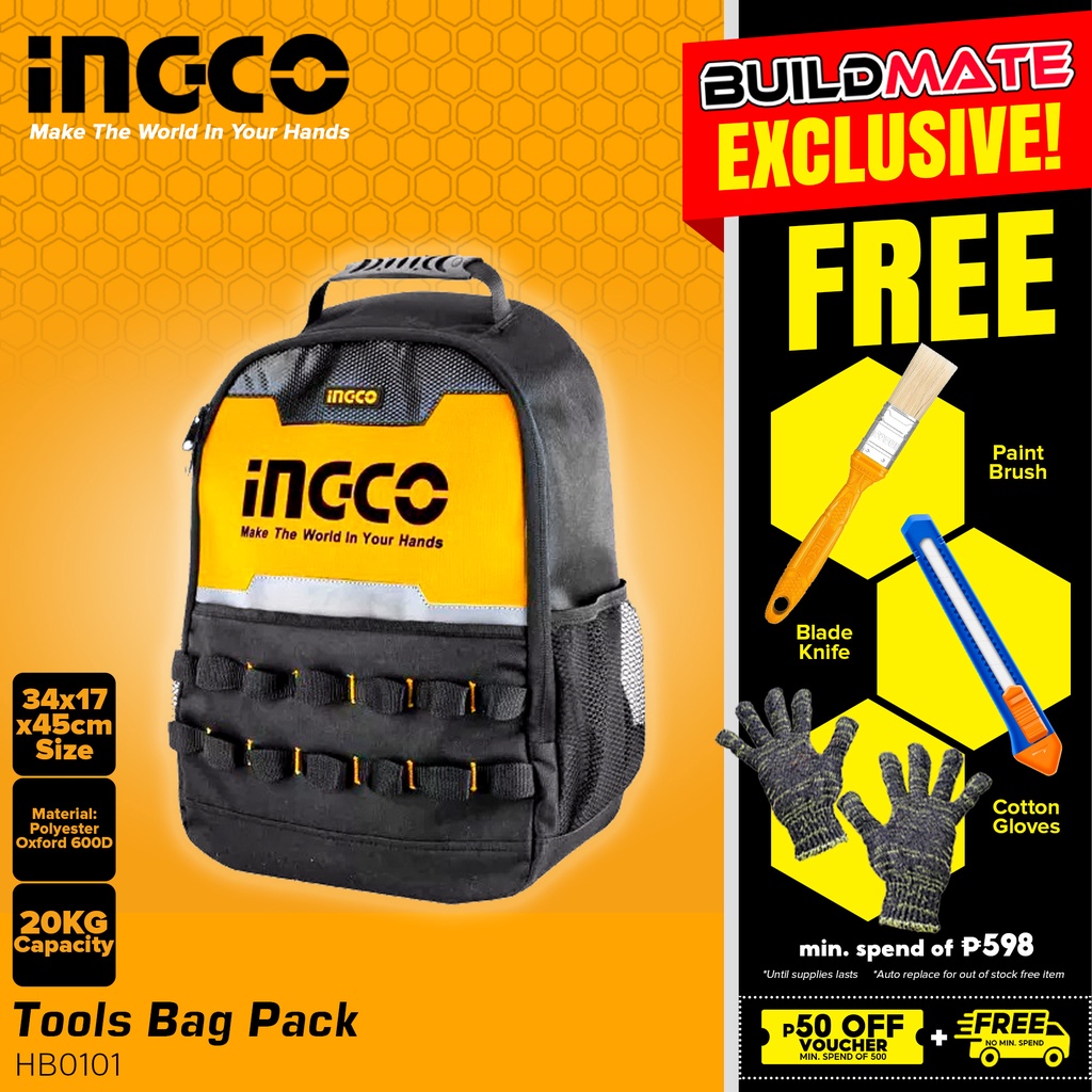 BUILDMATE Ingco Tools Backpack Tool Bag 8KG Tools Organizer Storage Bag ...