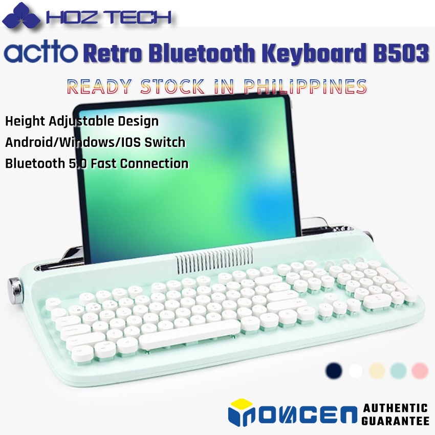 ACTTO B503 106 keys,Retro Bluetooth 5.0 Keyboard with Integrated Stand ...