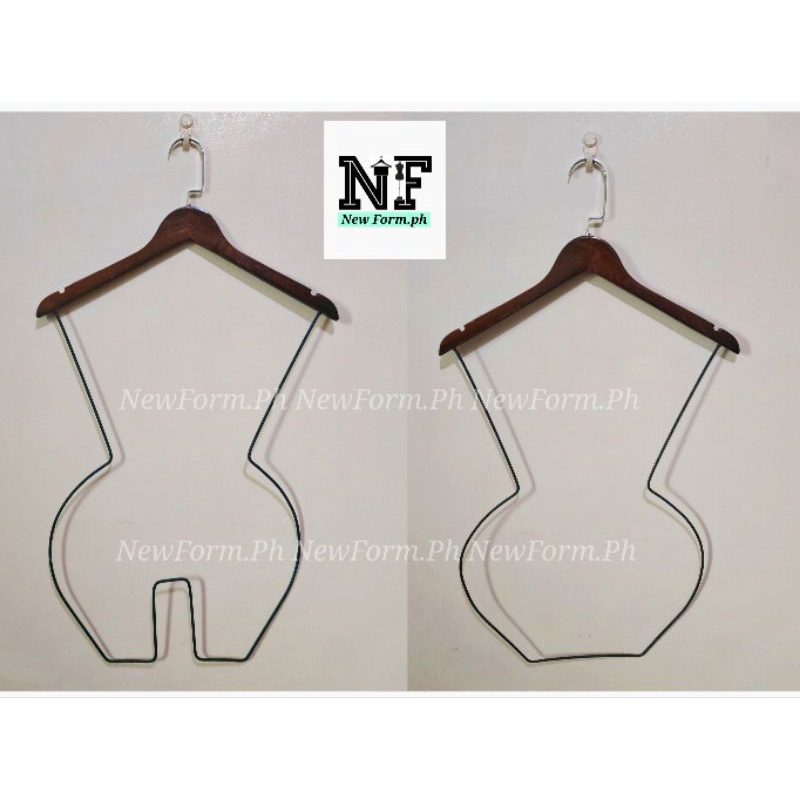 (Adult) Body Shape Hanger Dark Brown Wood Hanging Display Clothes ...