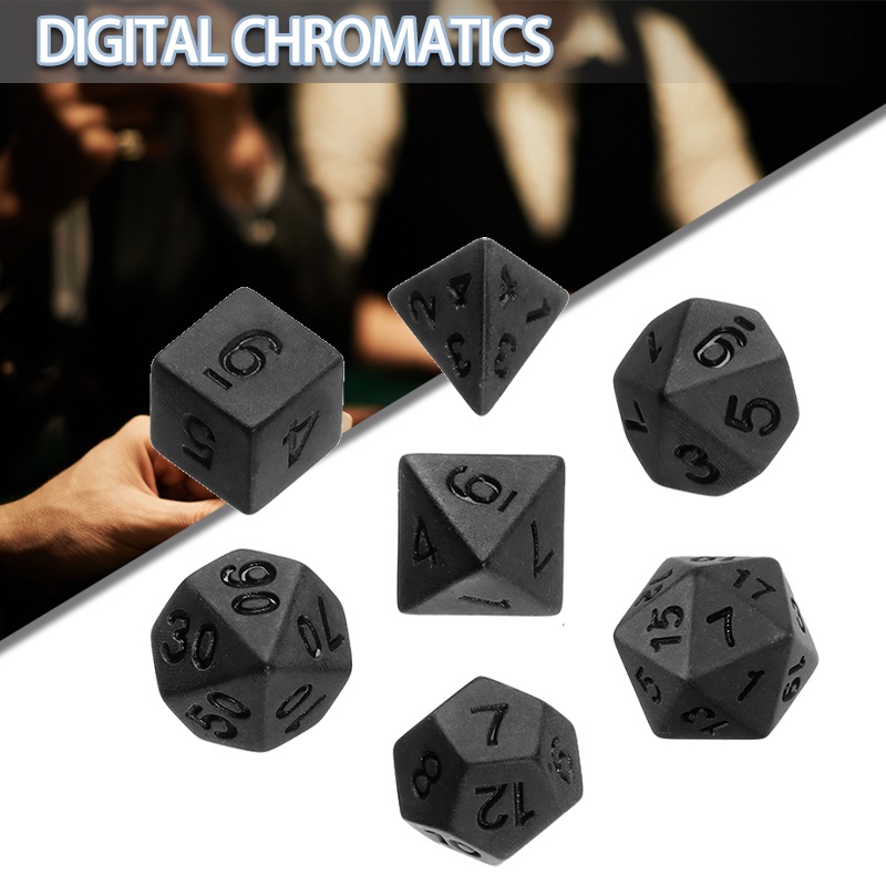 7pcs/set Matte Black Polyhedral Dice Poly Dice for DND Role Playing ...