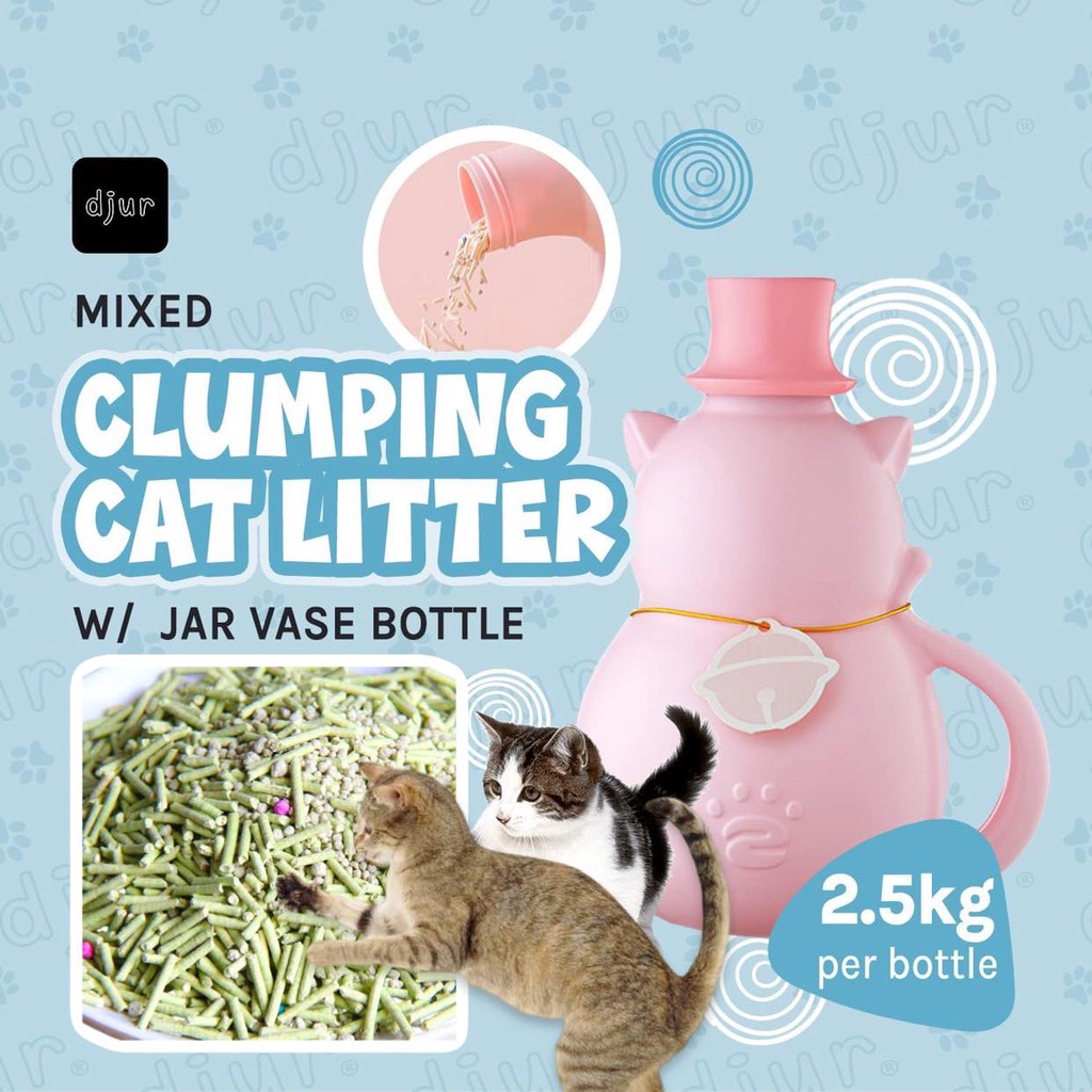 MIXED Cat Litter 2.5KG/6L Food Grade w/ Jar Vase Bottle Clumping Cat ...